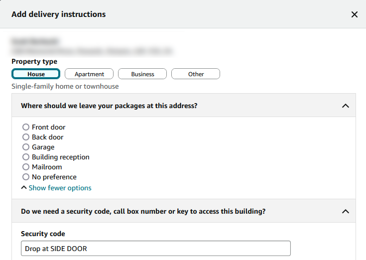 How to specify delivery preference